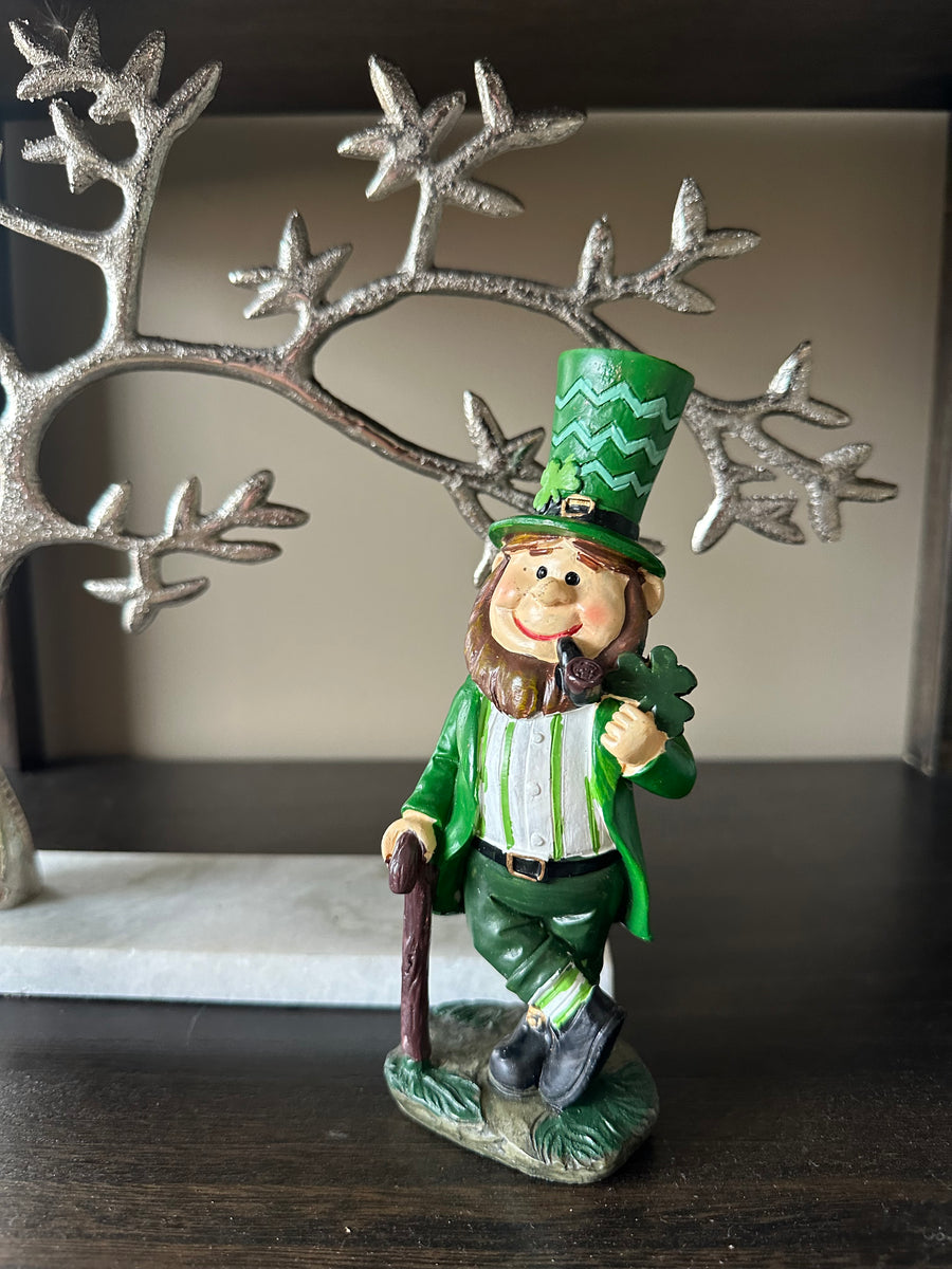 Lucky leprechaun green Resin figurine with Irish Hat shamrock, San Pat ...