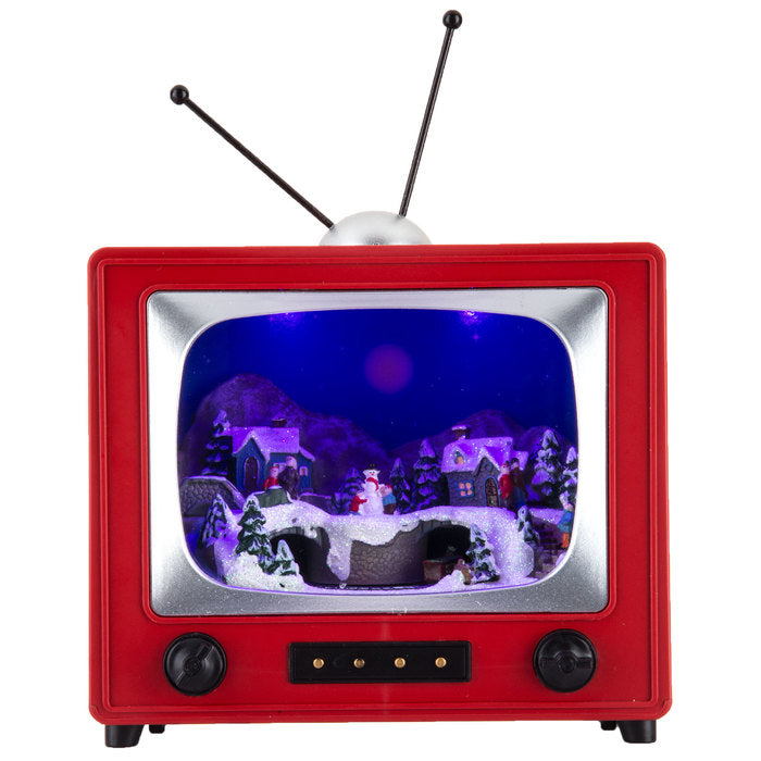 RED Retro TV Musical Christmas Scene Old Fashioned TV Box Christmas De ...